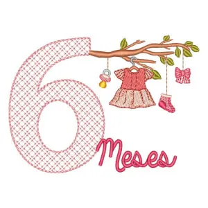 Matriz de Bordado Mesversário 6 Meses para download imediato na E-Bordados