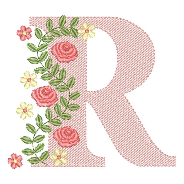 Matriz de Bordado Monograma Floral Letra R (Pontos Leves) em Vários ...