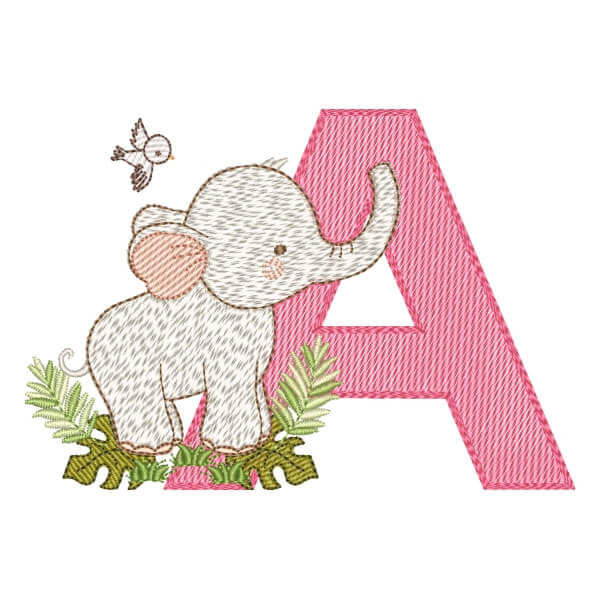 Safari Alphabet Letter A (Quick Stitch) Embroidery Design – Instant ...