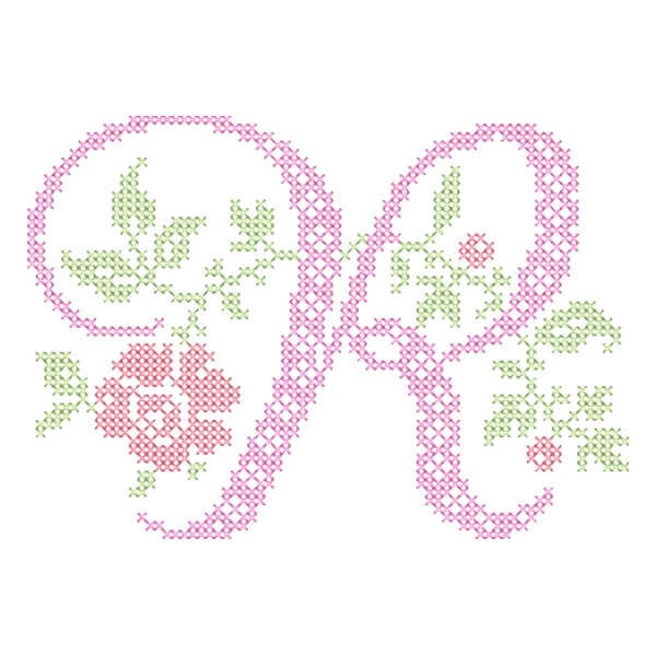 Matriz de Bordado Monograma com Floral Letra R (Ponto Cruz) com ...