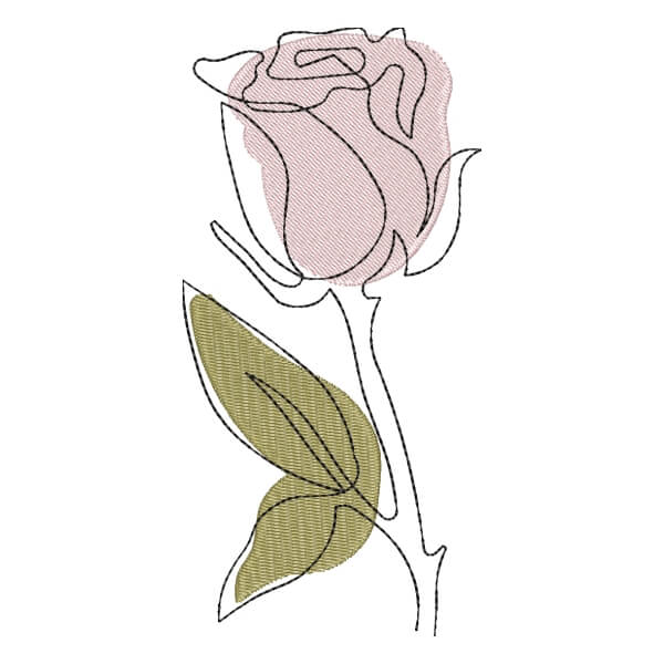 Matriz de Bordado Rosa em Contorno em Vários Tamanhos | E-Bordados