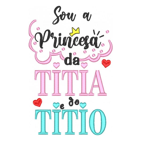 Matriz de Bordado Princesa da Titia em Vários Tamanhos | E-Bordados