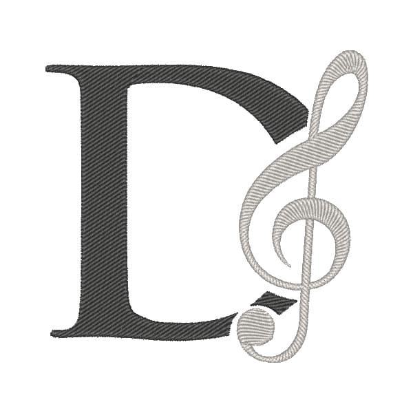 Matriz de Bordado Letra D clave musical em Vários Tamanhos | E-Bordados