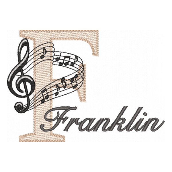 Matriz de Bordado Monograma Musical Letra F em Vários Tamanhos | E-Bordados
