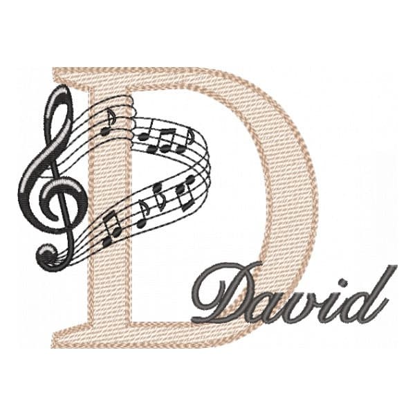 Matriz de Bordado Monograma Musical Letra D em Vários Tamanhos | E-Bordados