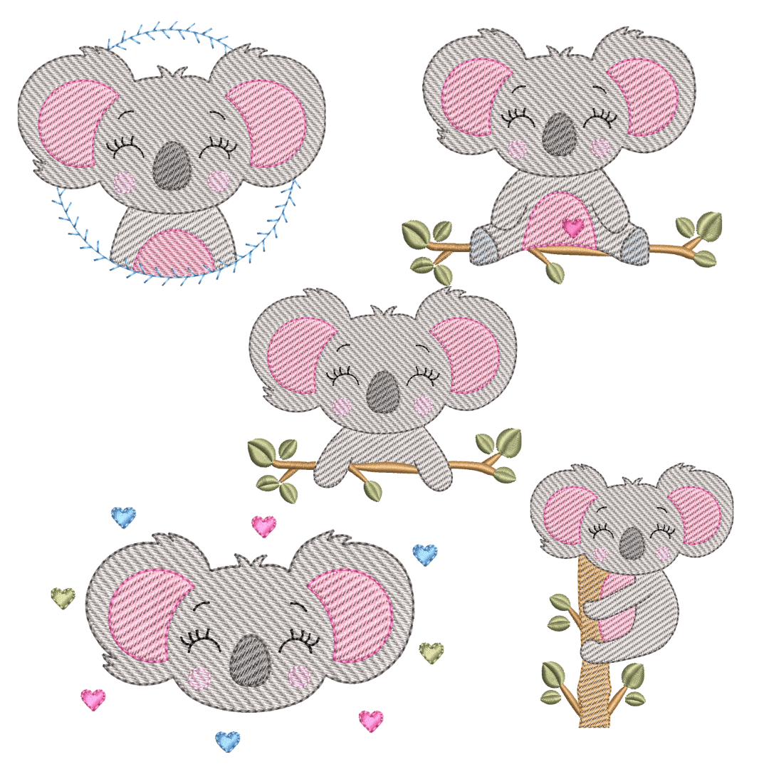 Pacote de Matrizes de Bordado Coalas Meninas com Download Imediato | E ...