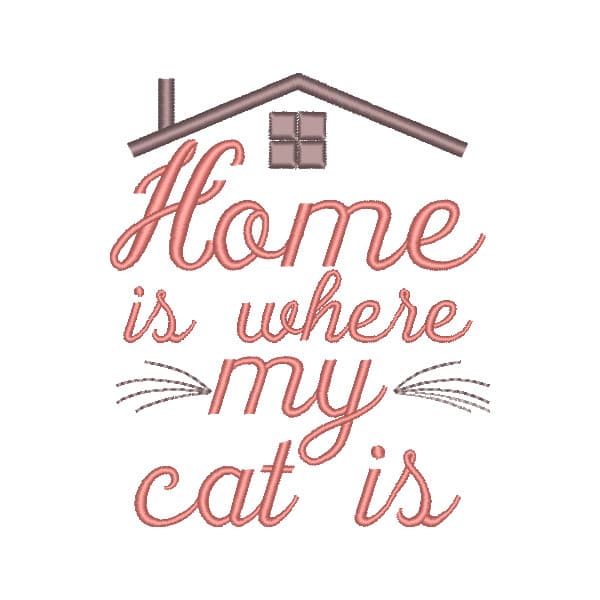 Matriz de Bordado Frase - Gato - O Lar é onde meu gato está para download imediato na E-Bordados