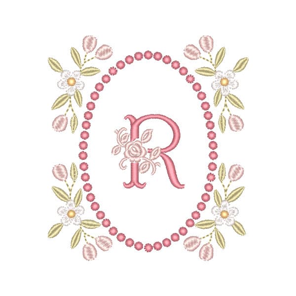 Matriz de Bordado Monograma com Moldura Floral Letra R para download ...